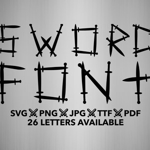 Sword Font SVG, Sword Font for Cricut, Medieval Font SVG, PNG, Jpg, Ttf ...
