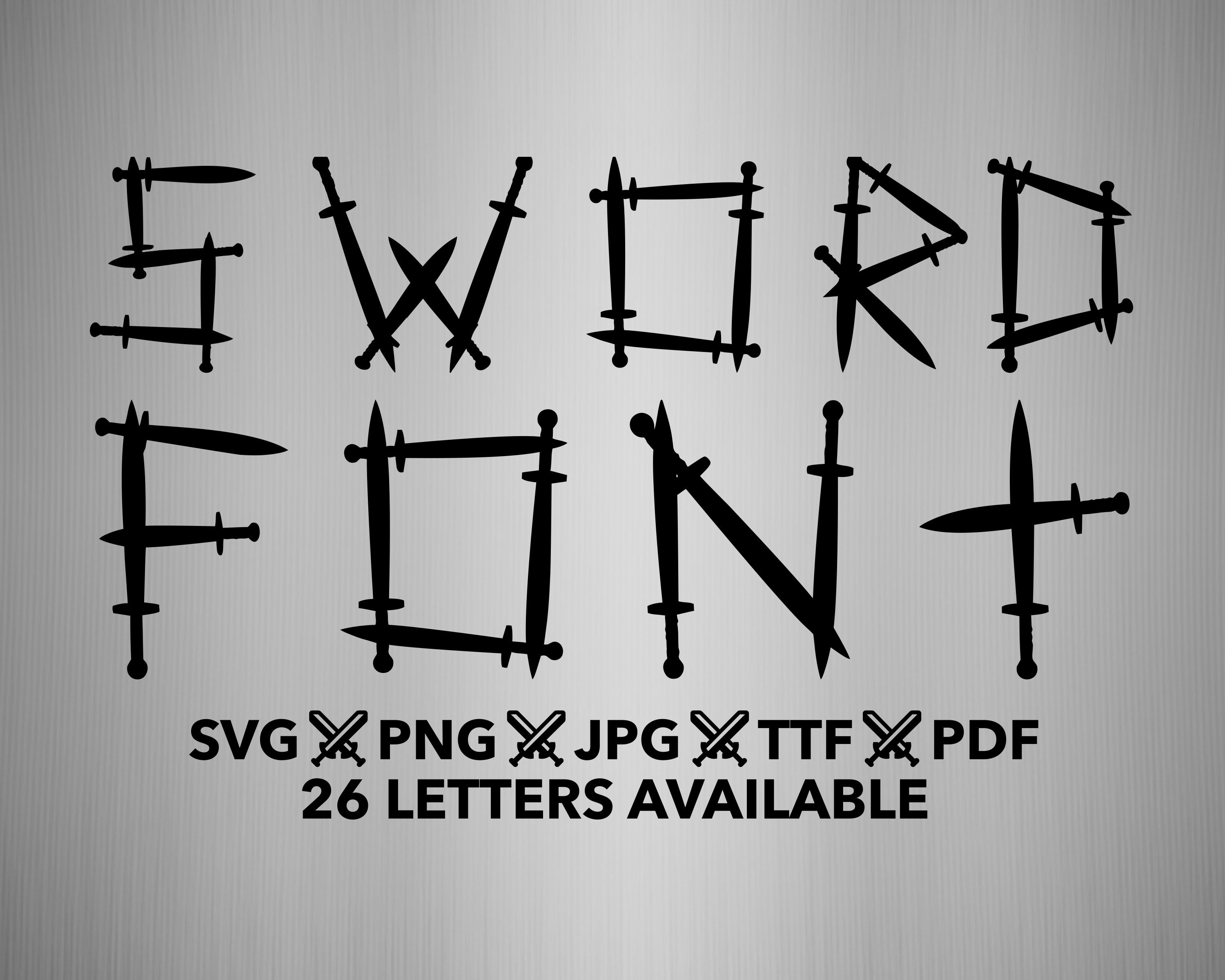 Sword Font SVG, Sword Font for Cricut, Medieval Font SVG, PNG, Jpg, Ttf ...