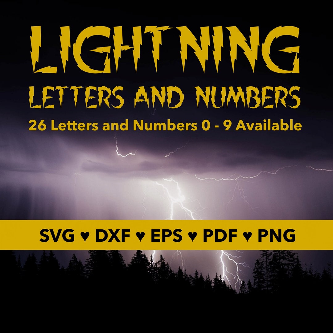 Lightning Letters and Numbers SVG Thunder Bolt Alphabet - Etsy