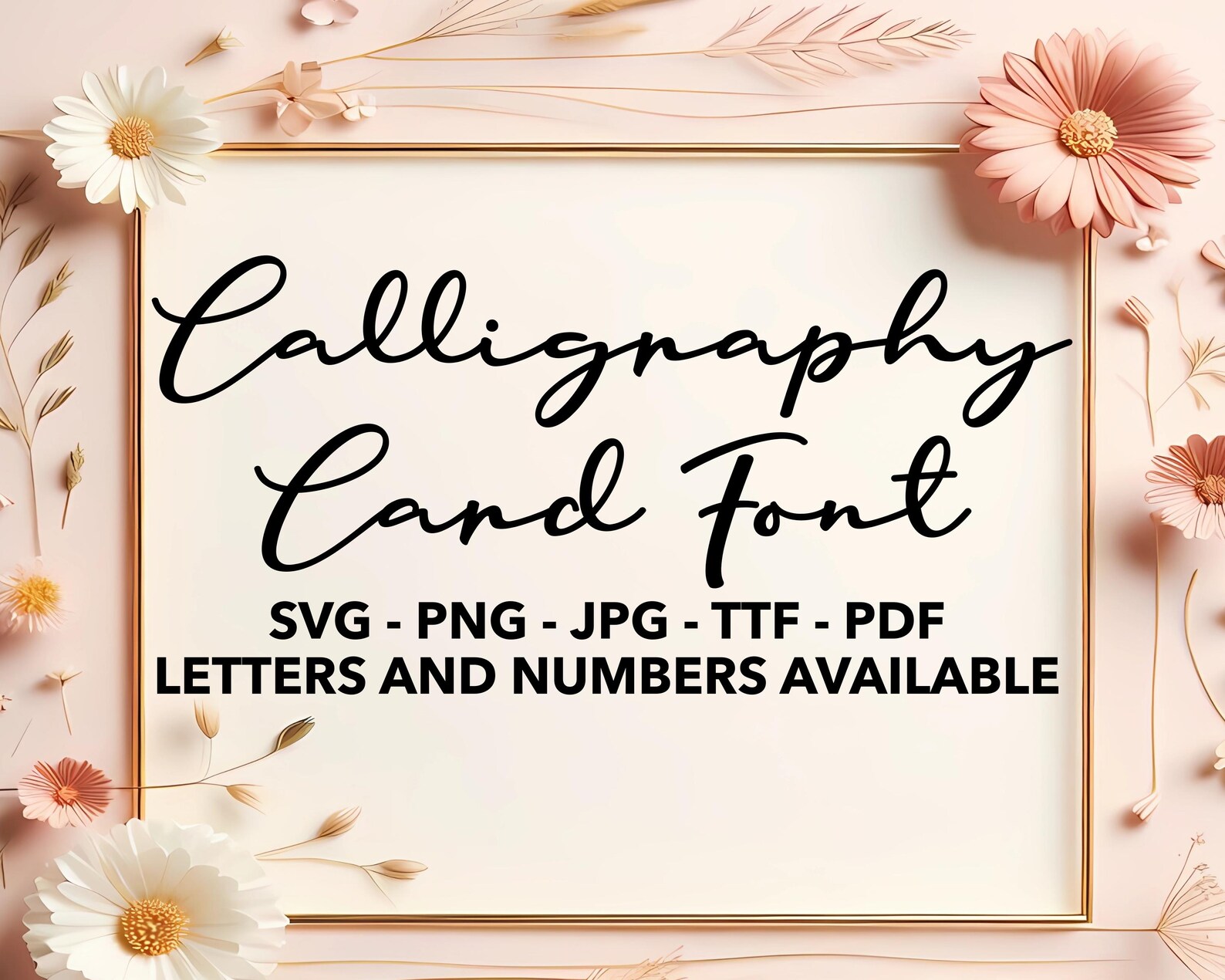 Calligraphy Card Font SVG, Calligraphy Letters, Wedding Numbers ...
