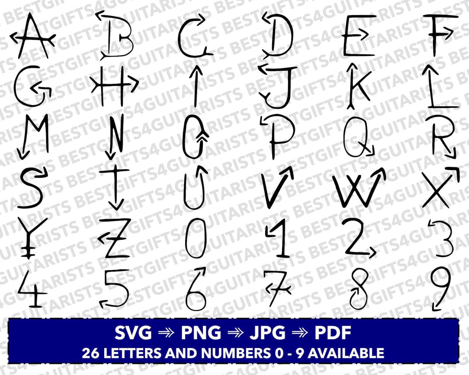 Arrow Font SVG, Arrow Font PNG, Arrow Letters Svg, Png, Jpg, Pdf Arrow ...