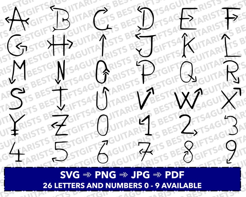 Arrow Font SVG, Arrow Font PNG, Arrow Letters Svg, Png, Jpg, Pdf Arrow ...