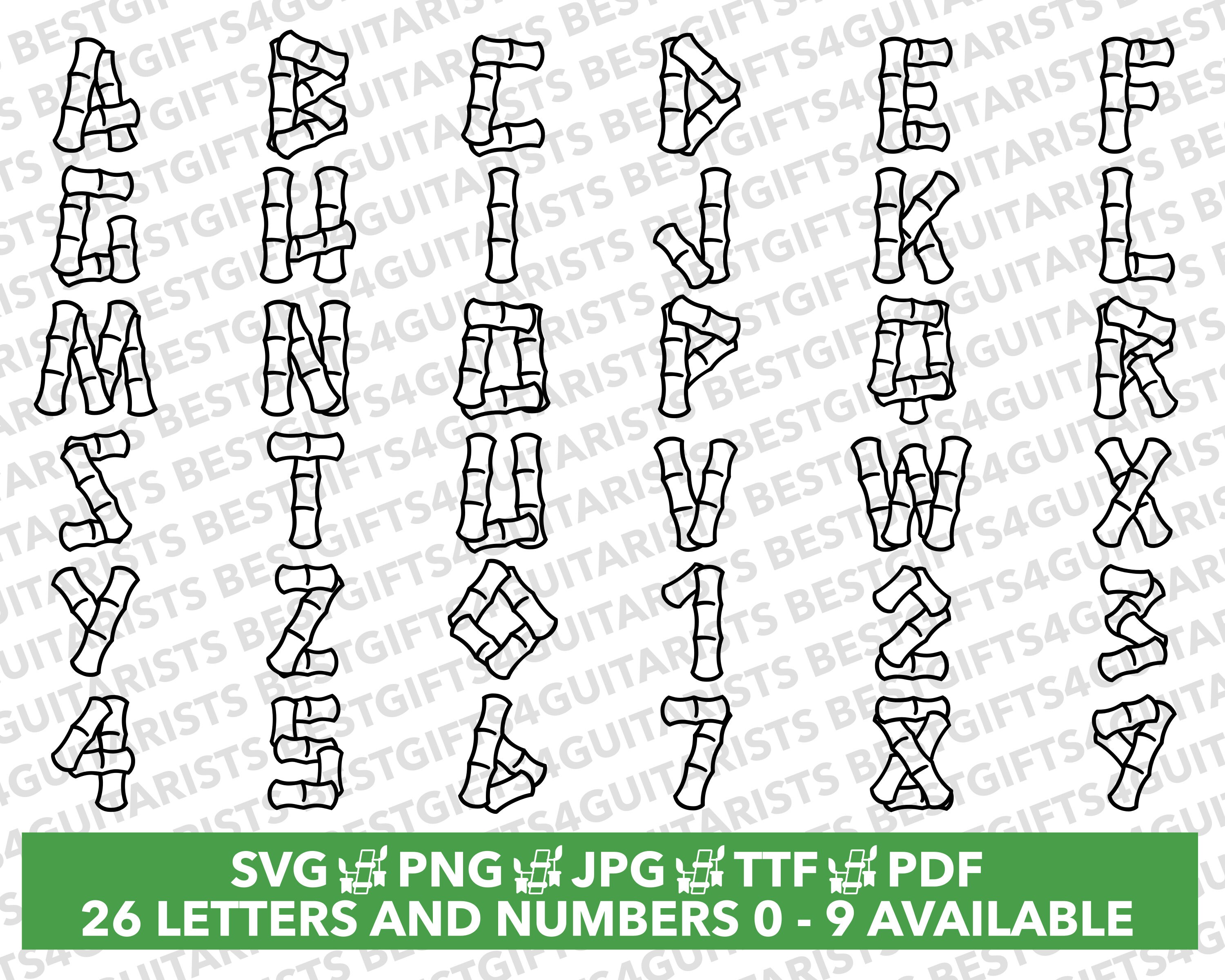 Bamboo Outline Font SVG, Bamboo Font TTF, Bamboo Svg, Png, Jpg, Ttf ...