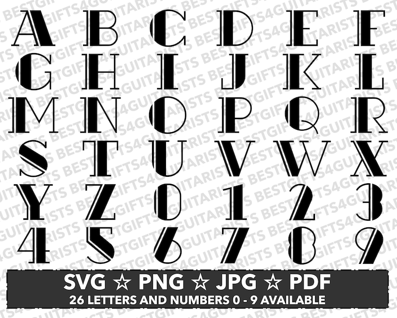 Art Deco Line Font SVG, Art Deco Font PNG, Art Deco Line Letters Svg ...