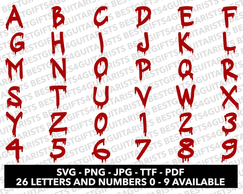 Blood Font SVG, Blood Alphabet SVG, Horror Font for Cricut Svg, Ttf ...