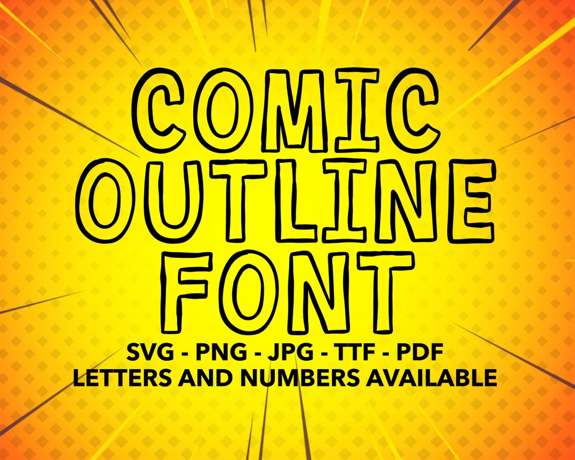 Comic Outline Font SVG, Outline Font for Cricut, Outline Font SVG, PNG ...