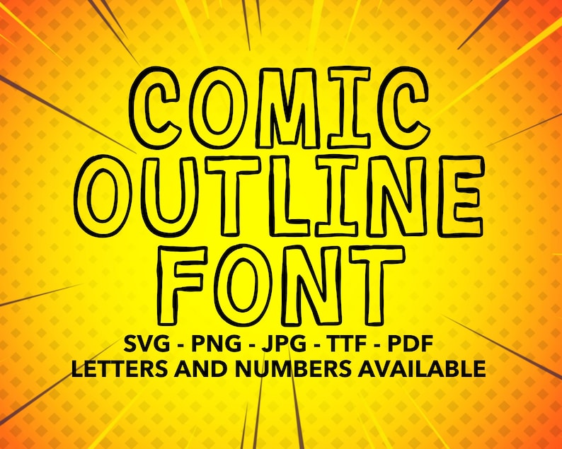 Comic Outline Font SVG, Outline Font for Cricut, Outline Font SVG, PNG ...