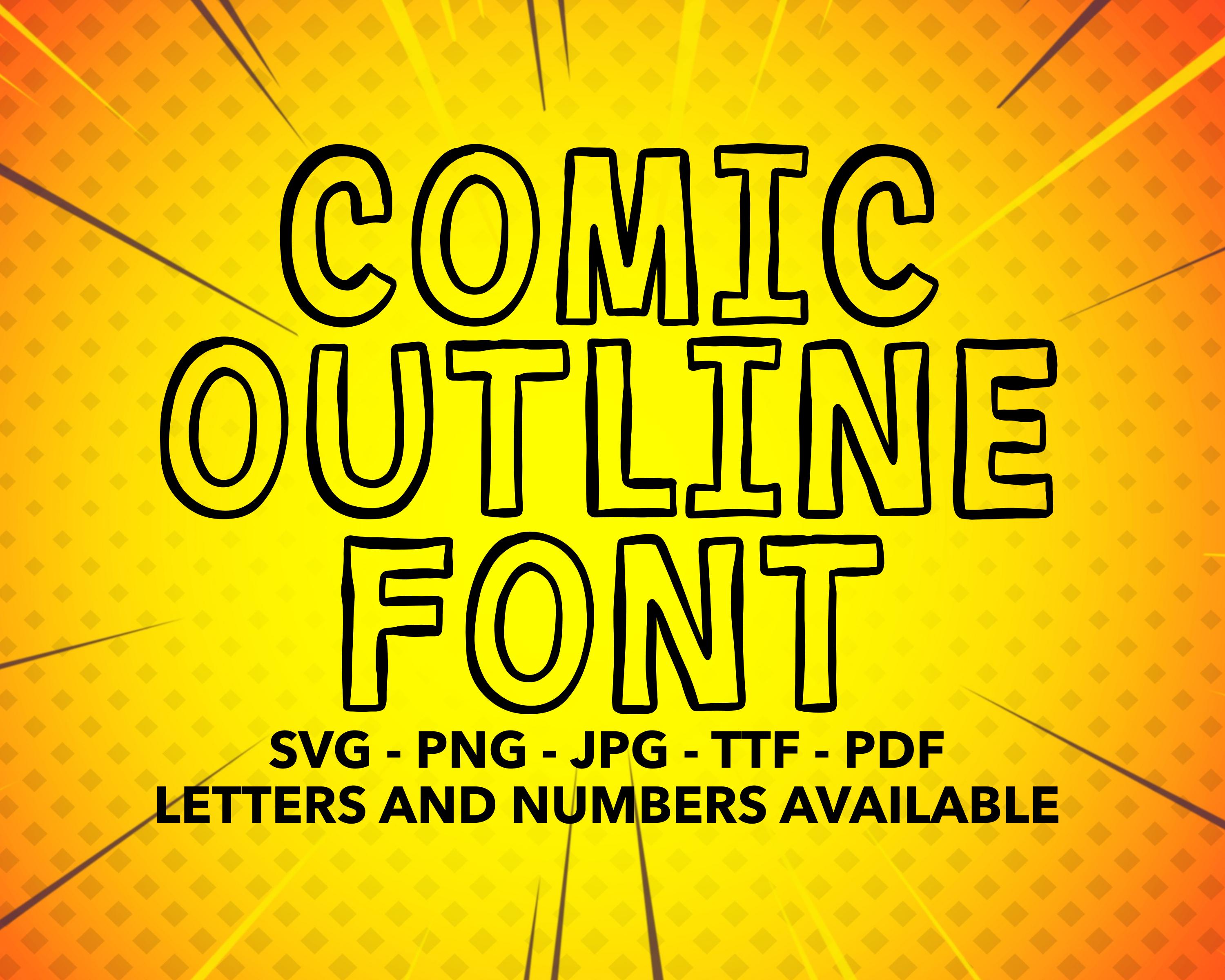 Comic Outline Font SVG, Outline Font for Cricut, Outline Font SVG, PNG ...