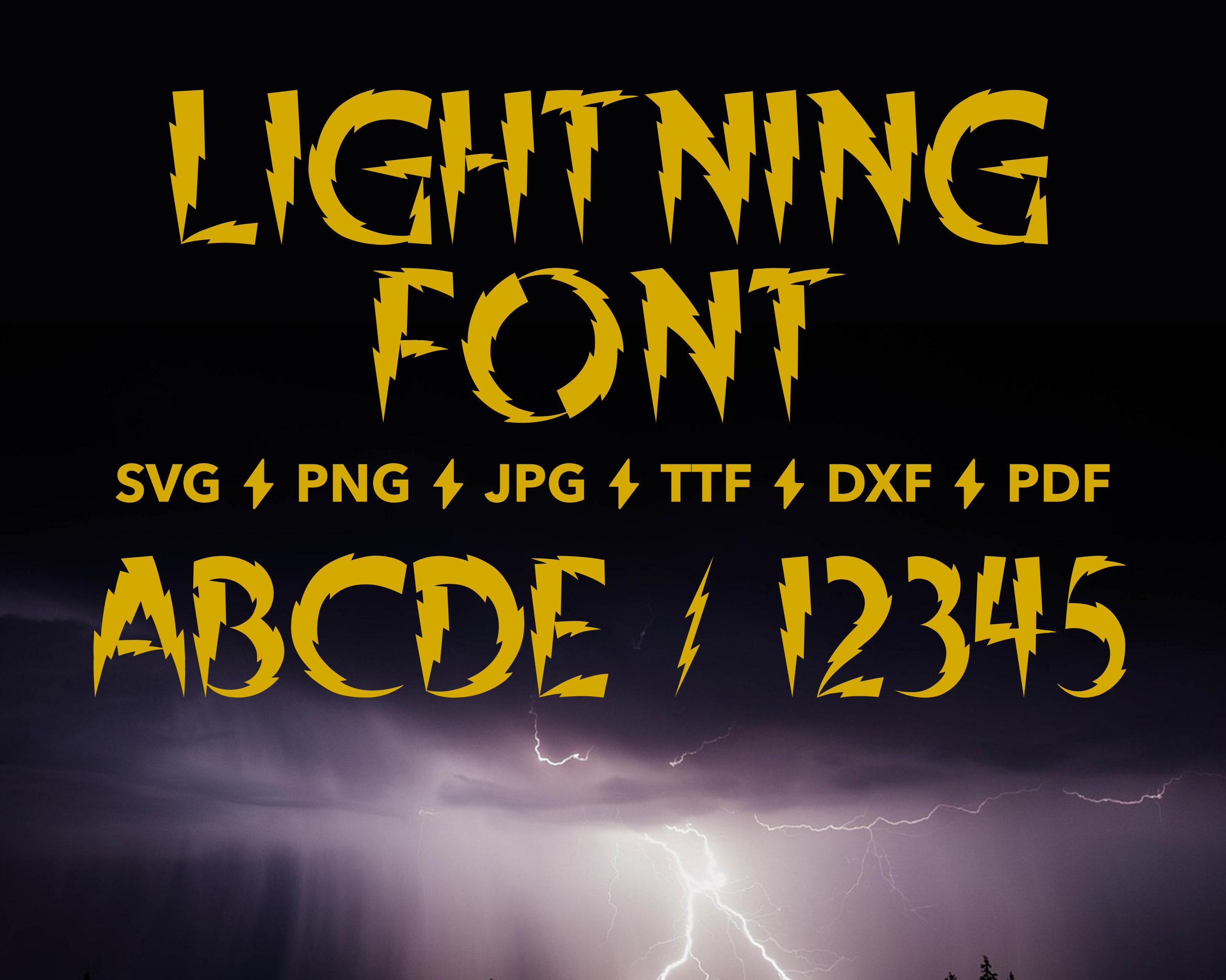 Lightning Letters and Numbers SVG - Thunder Bolt Alphabet - Lightning Font Svg, Png, Jpg, Ttf ...