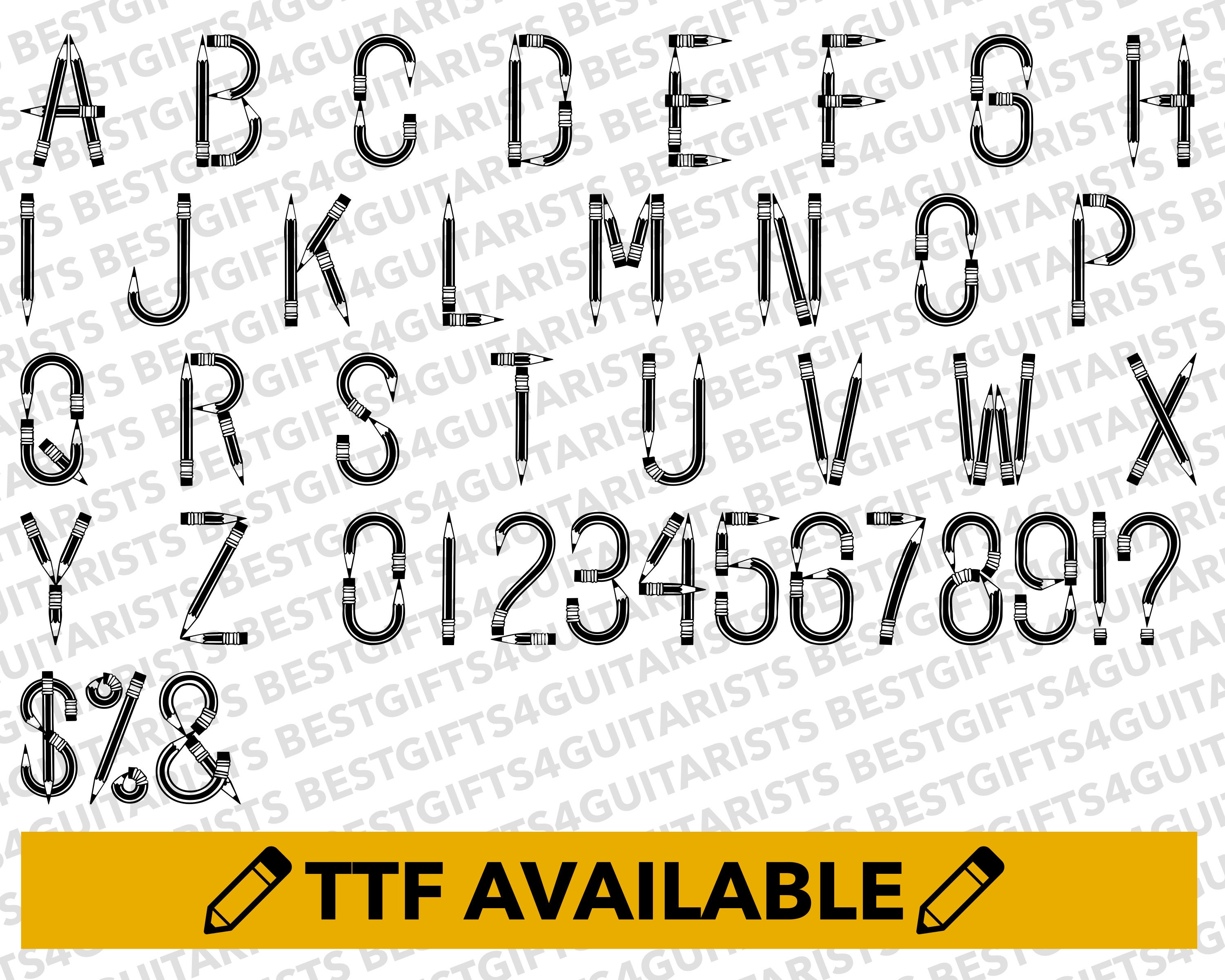 Digital Pencil Font SVG, Pencil Font for Cricut, Pencil Font SVG, PNG ...