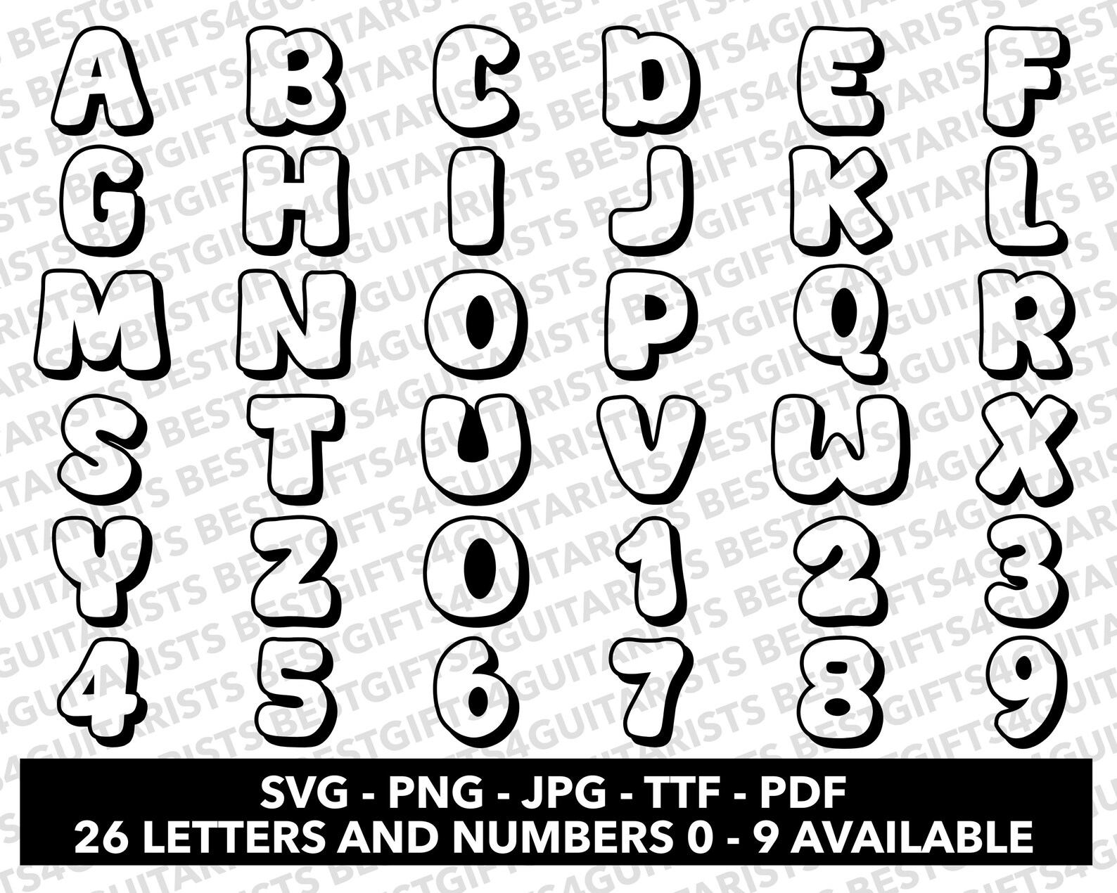 Bold Outline Font SVG, Outline Font for Cricut, Outline Font SVG, PNG ...