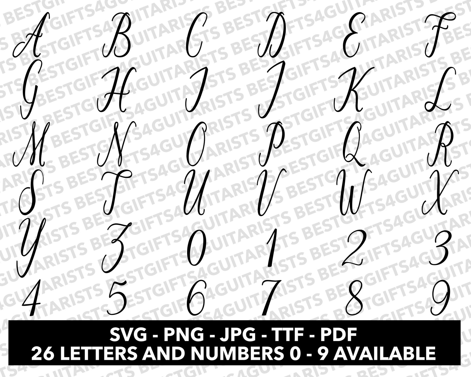 Calligraphy Wedding Font SVG, Calligraphy Letters, Wedding Numbers ...