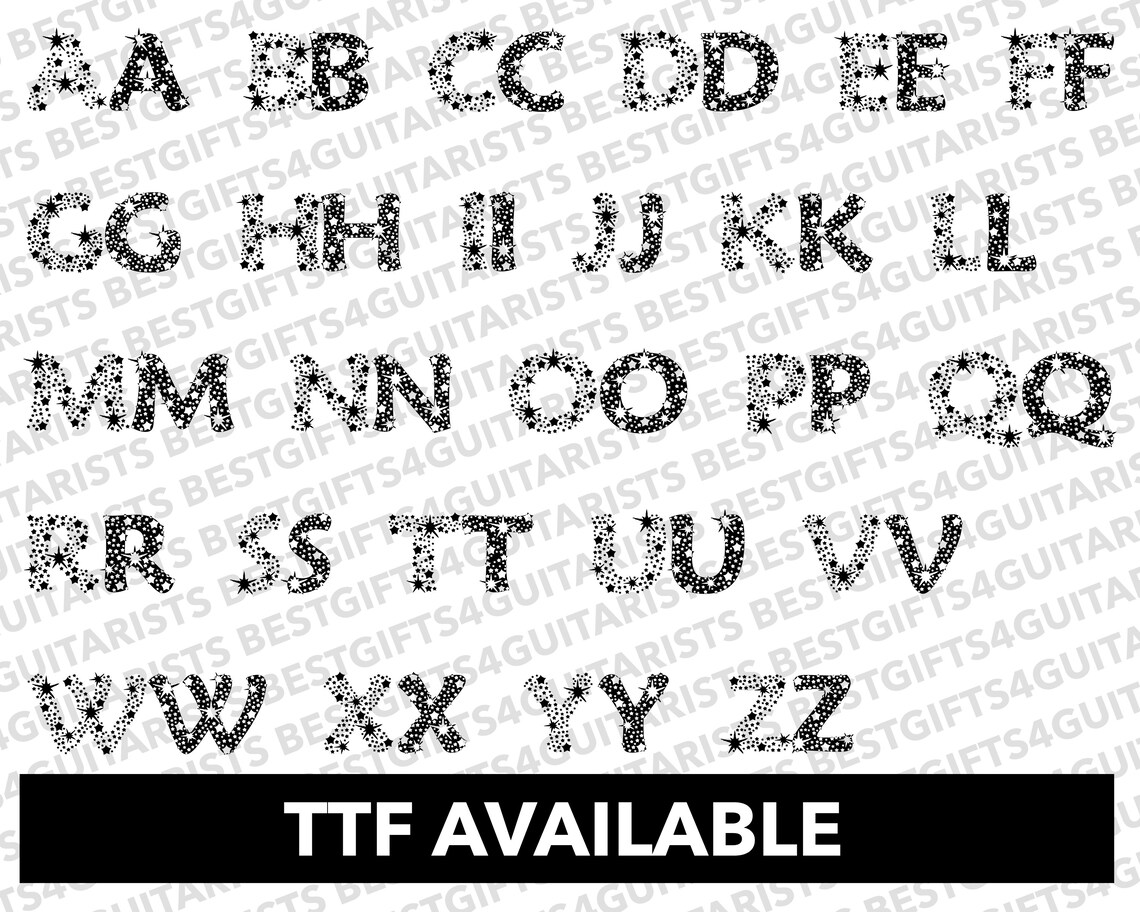 Sparkle Font SVG, Sparkle Star Font PNG, Star Font Clip Art, Sparkle ...