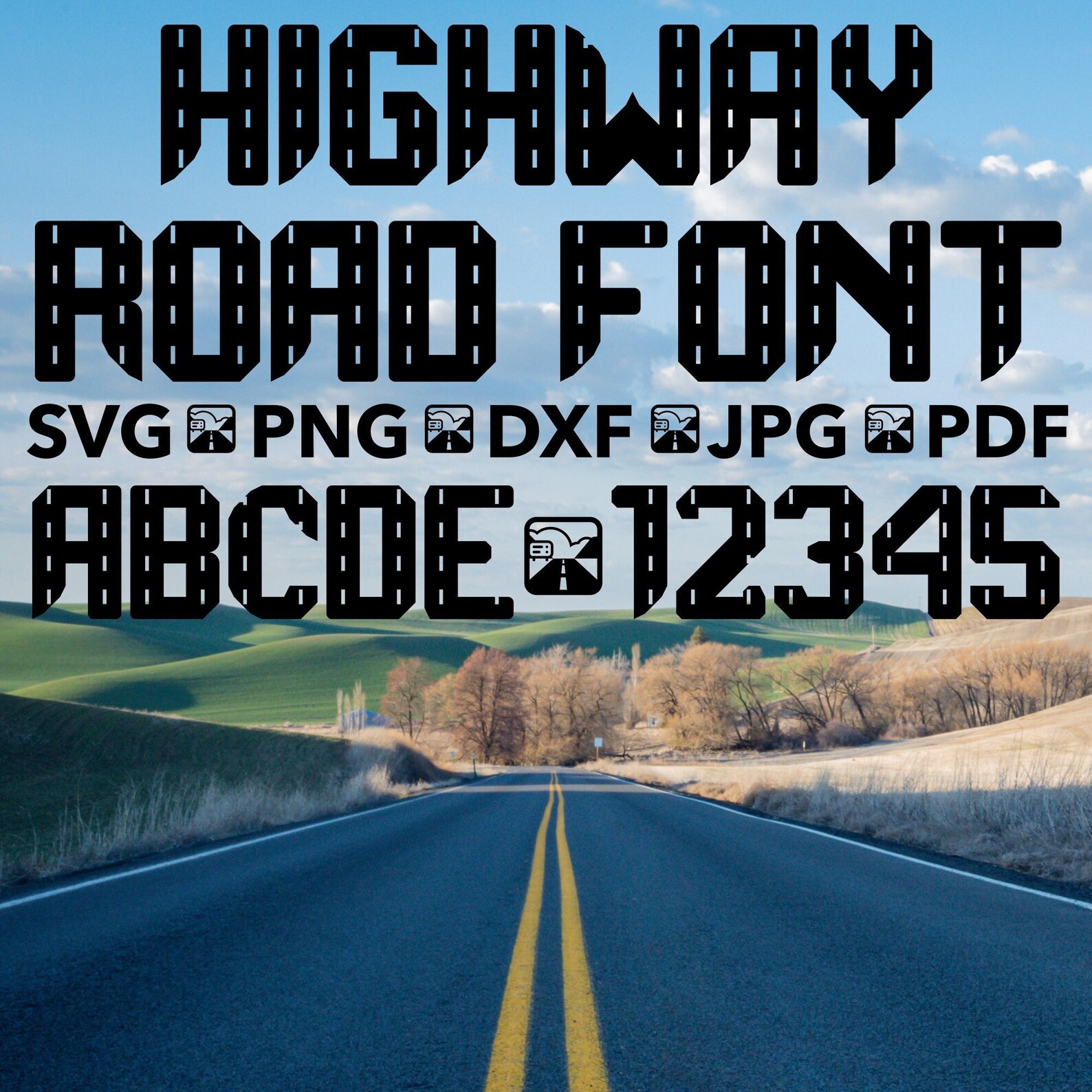 Highway Road Font SVG Road Font PNG Highway Driving Font - Etsy