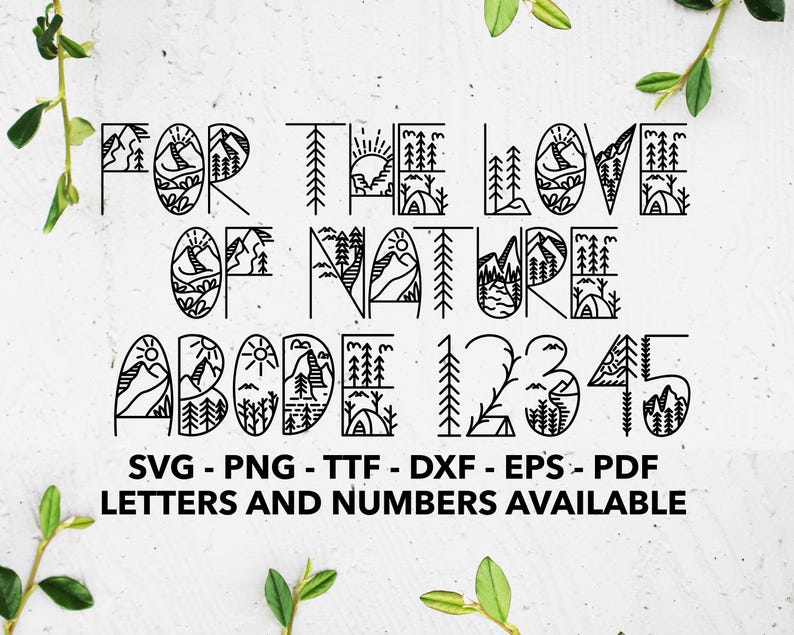 Nature Font SVG, for the Love of Nature Font SVG, Nature Alphabet ...