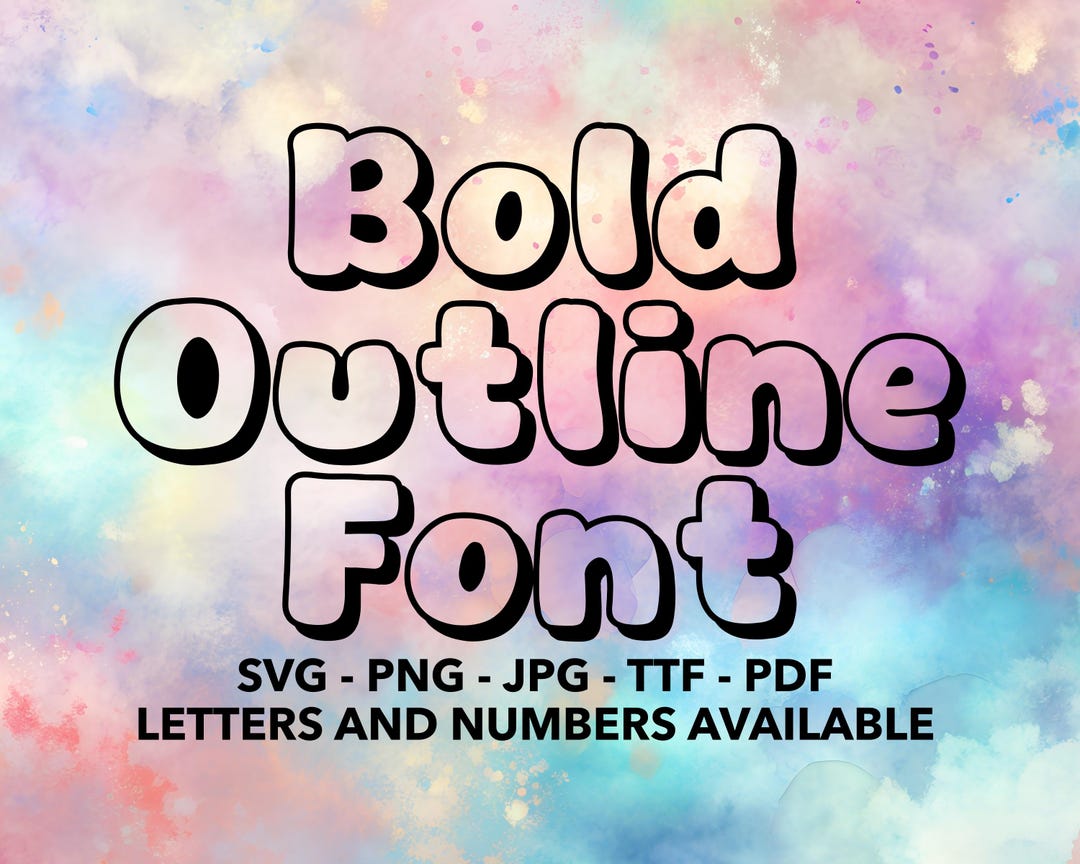 Bold Outline Font SVG, Outline Font for Cricut, Outline Font SVG, PNG ...