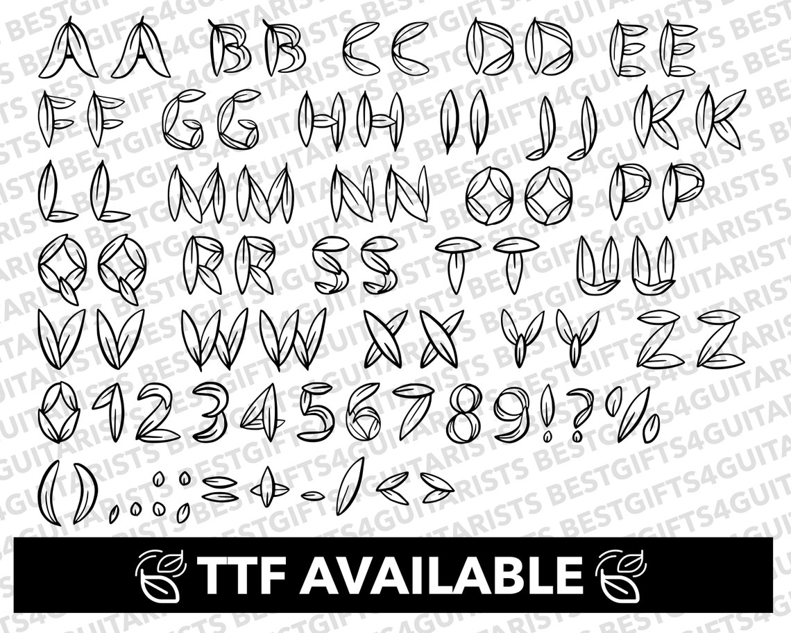 Leaf Font SVG, Leaf Font for Cricut, Leaf Font SVG, PNG, Jpg, Ttf, Pdf ...