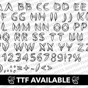 Leaf Font SVG, Leaf Font for Cricut, Leaf Font SVG, PNG, Jpg, Ttf, Pdf Leaf Font for Canva ...