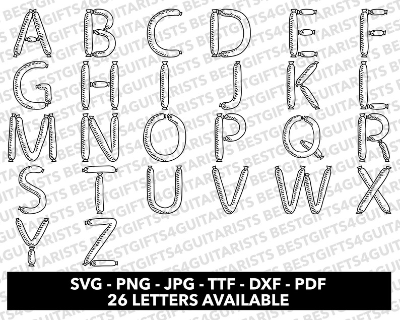 Hot Dog Font SVG - Hot Dog Font PNG - Hot Dog Font Clip Art - Hot Dog ...