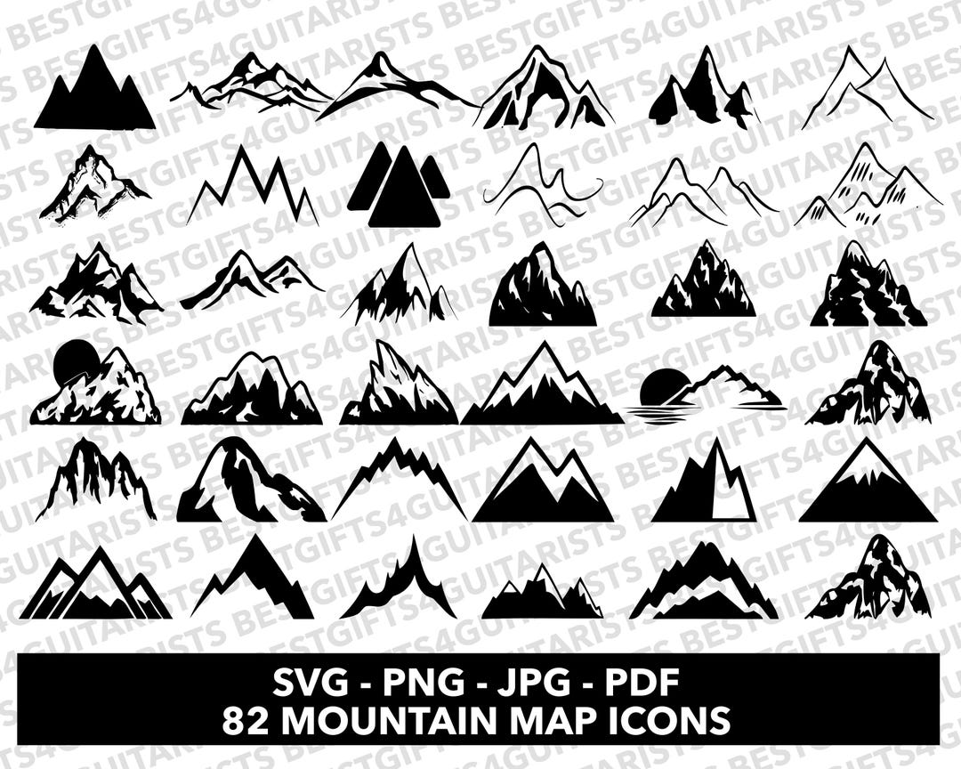 Mountain Icons SVG, Mountain Icons for Cricut, Map Logo SVG, PNG, Jpg ...