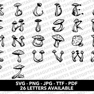 Mushroom Font SVG, Mushroom Font for Cricut, Plant Font SVG, PNG, Jpg ...
