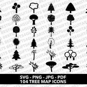 Tree Icons SVG, Tree Map Icons for Cricut, Map Logo SVG, PNG, Jpg, Pdf ...