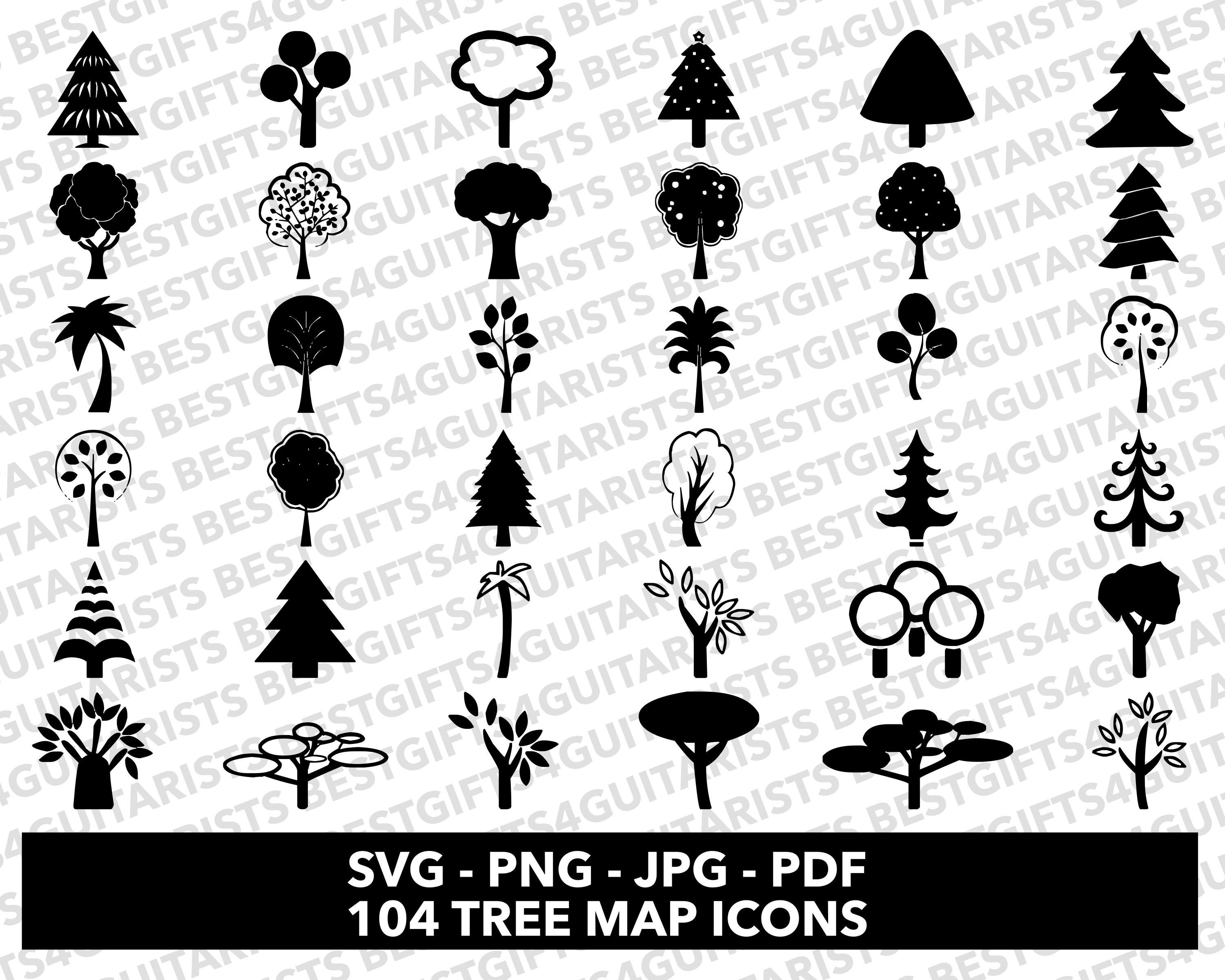 Tree Icons SVG, Tree Map Icons for Cricut, Map Logo SVG, PNG, Jpg, Pdf ...