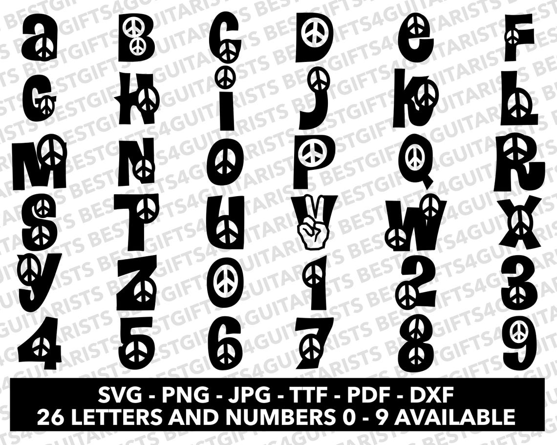 Peace Font SVG, Peace Font for Canva, Peace Letters, Peace Numbers Svg ...