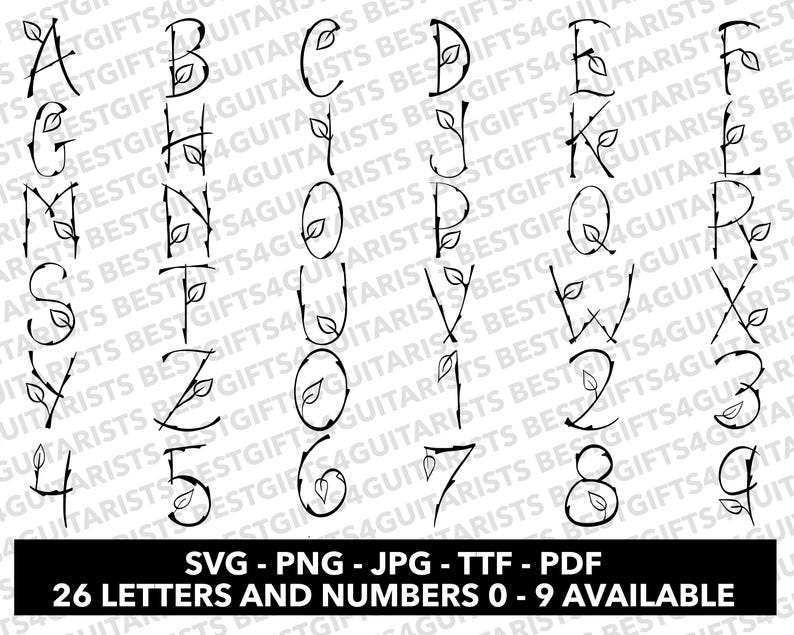 Wood Leaf Font SVG, Wood Font for Cricut, Wood Font SVG, PNG, Jpg, Ttf, Pdf Wood Font for Canva ...