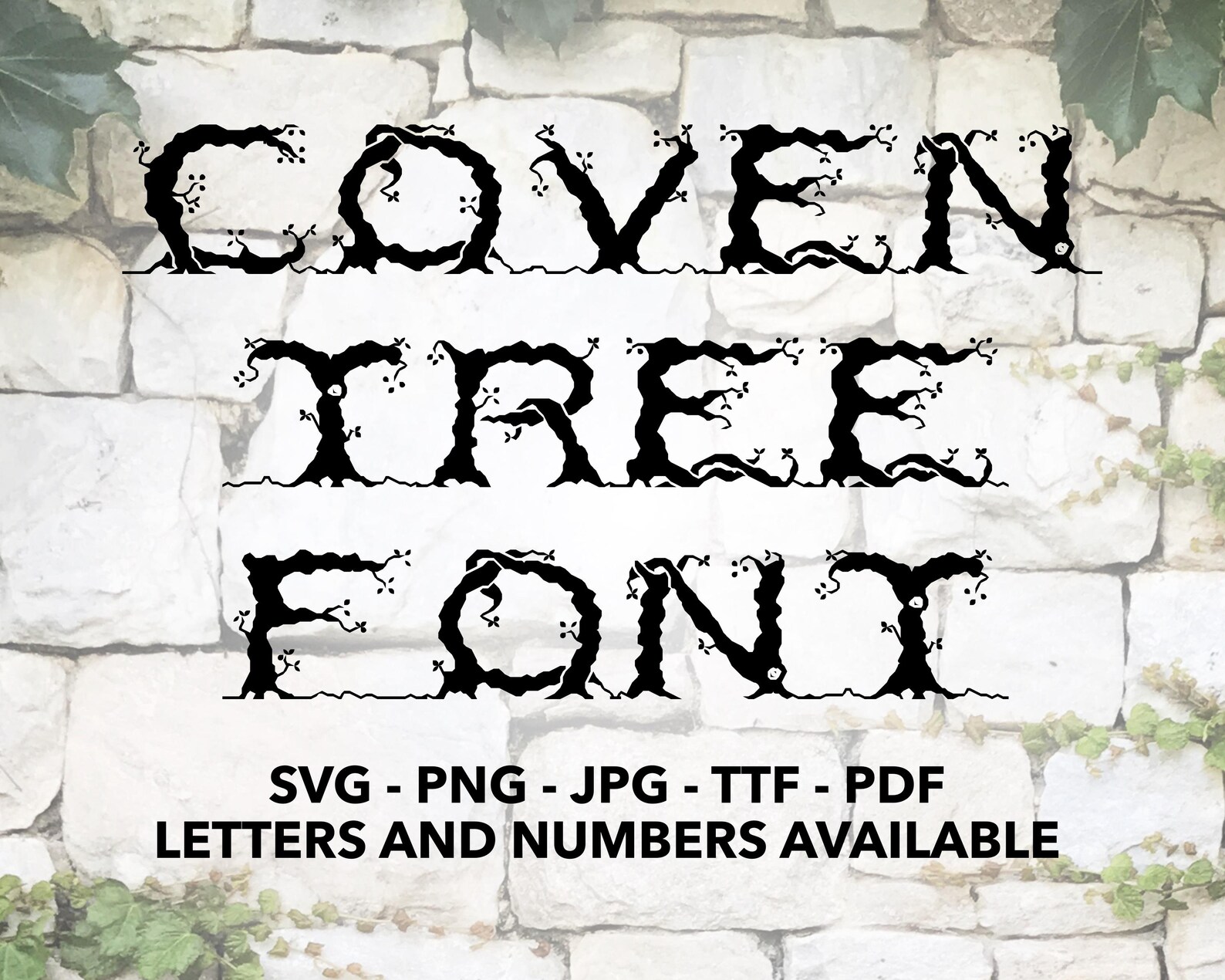 Tree Font SVG, Coven Tree Font for Cricut, Tree Font SVG, PNG, Jpg, Ttf ...