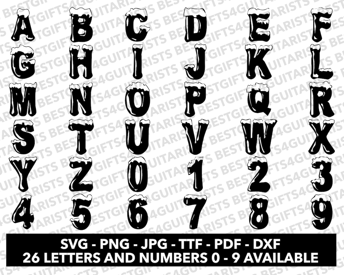 Icy Font SVG, Icy Letters PNG - Icy Numbers JPG - Ice Font Clip Art ...