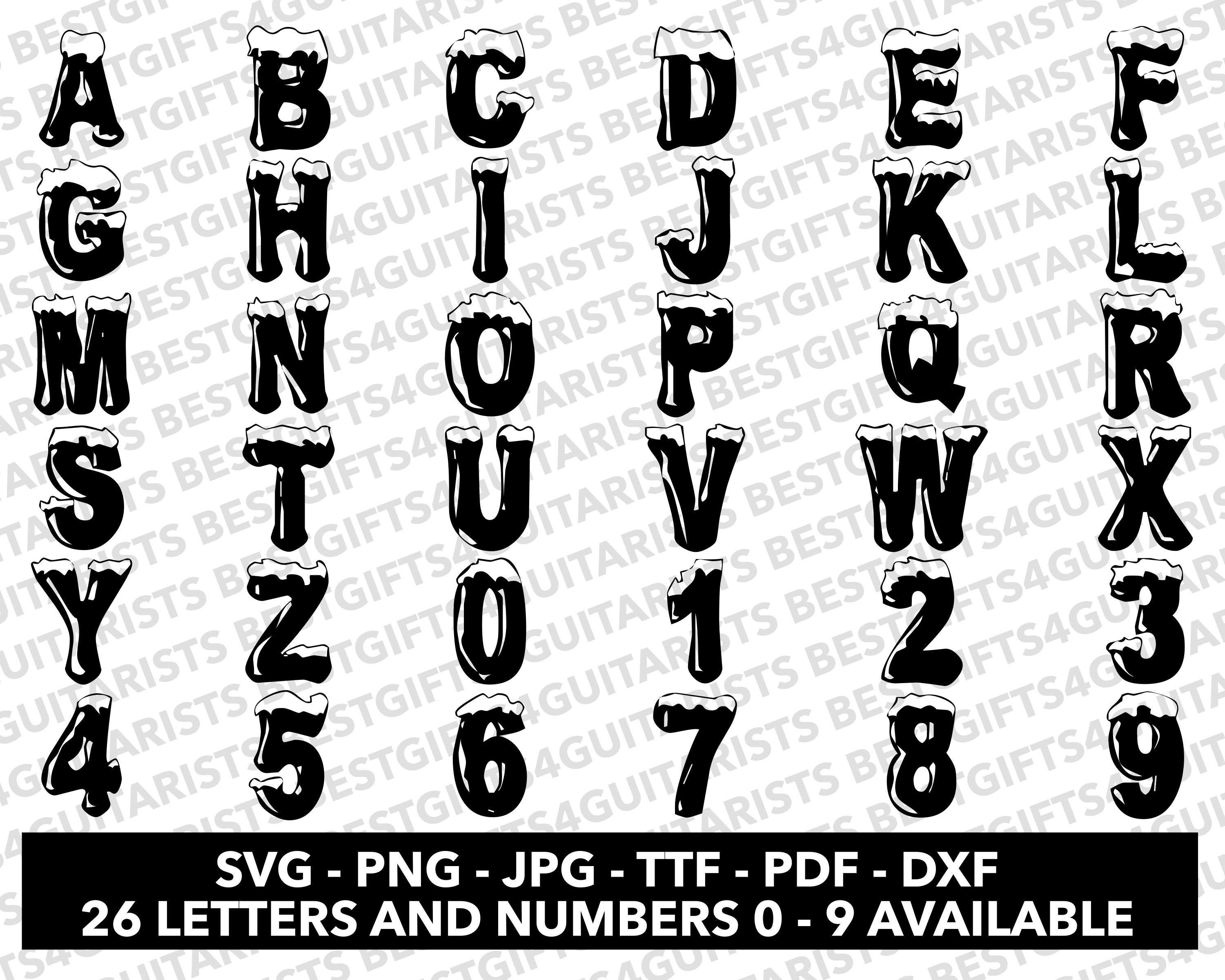 Icy Font SVG, Icy Letters PNG - Icy Numbers JPG - Ice Font Clip Art ...