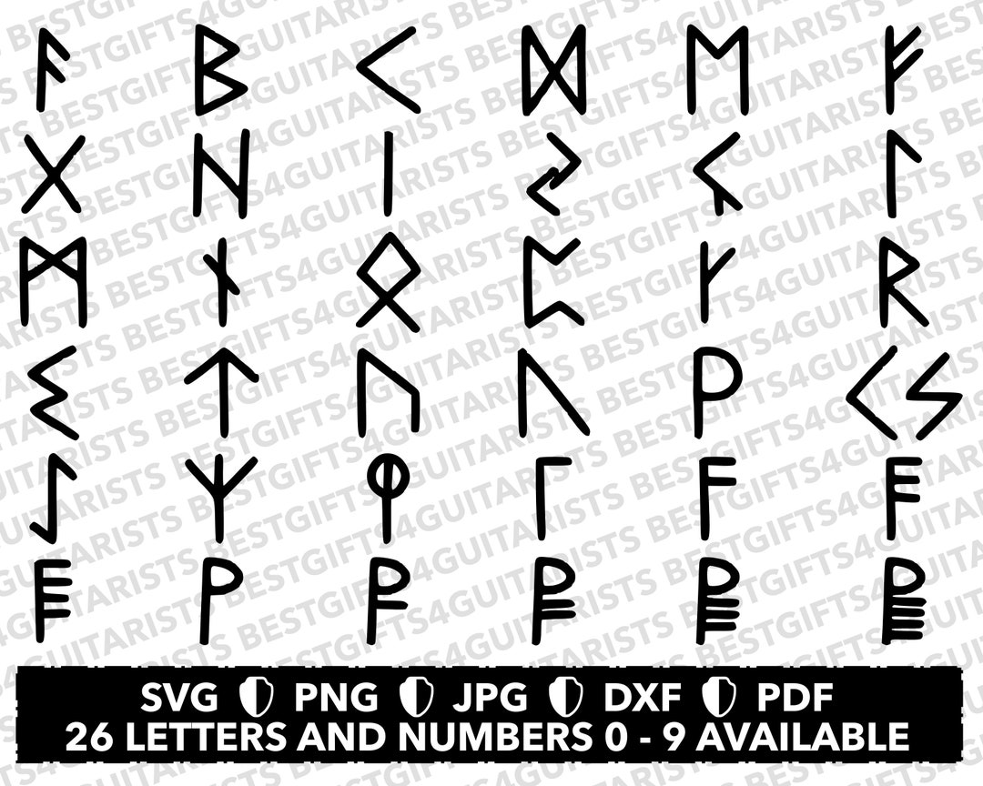 Rune Font SVG, Runic Font PNG, Rune Letters, Rune Numbers Svg, Png, Jpg ...