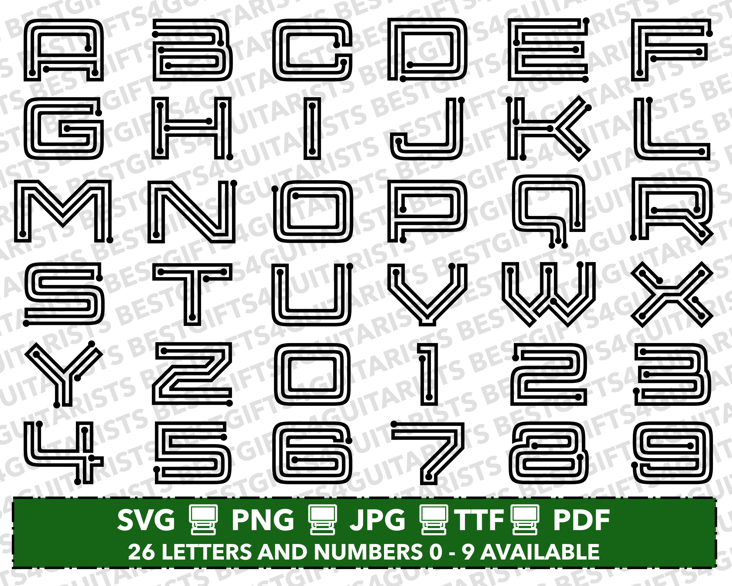 Circuit Font SVG, Circuit Font PNG, Circuit Letters Svg, Png, Jpg, Ttf ...