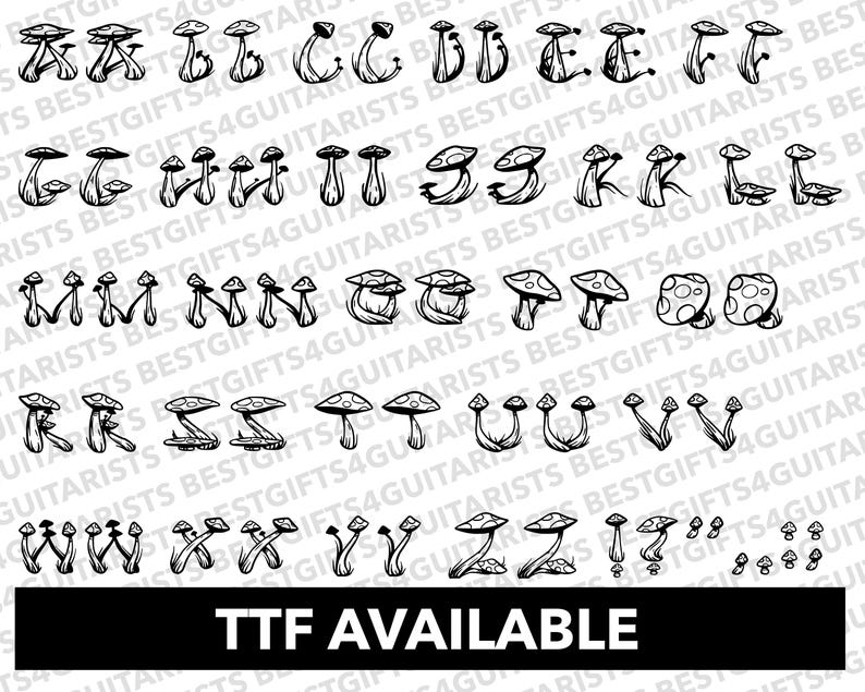 Mushroom Font SVG, Mushroom Font for Cricut, Plant Font SVG, PNG, Jpg ...