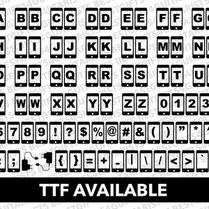 Phone Font SVG, Cell Phone Font for Cricut, Phone Font SVG, PNG, Jpg ...