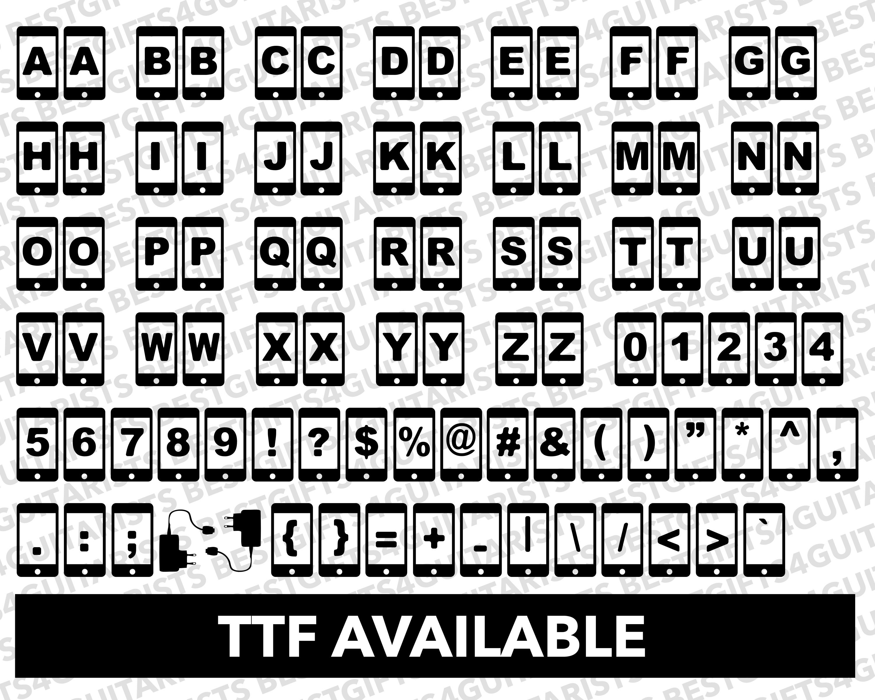 Phone Font SVG, Cell Phone Font for Cricut, Phone Font SVG, PNG, Jpg ...