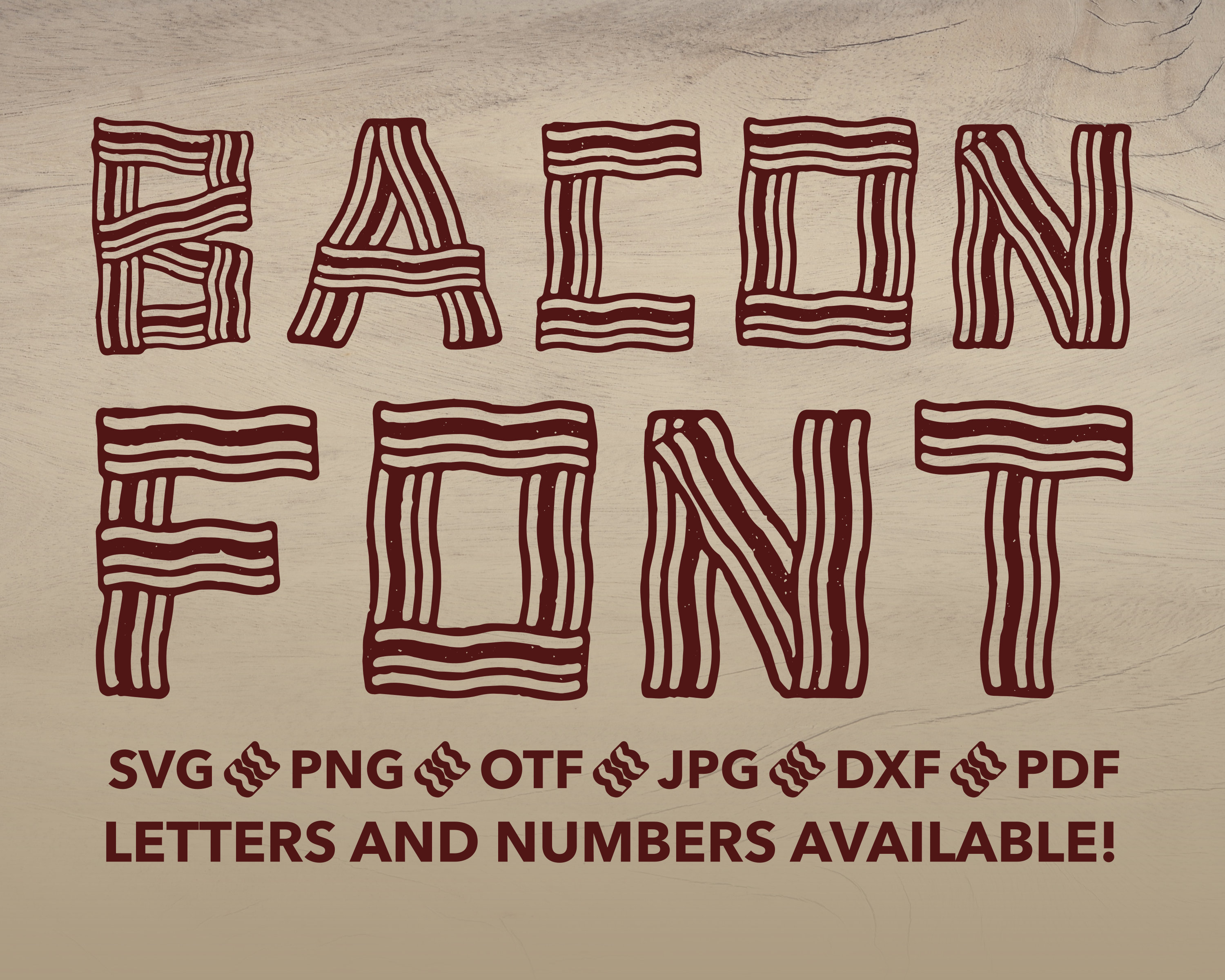 Bacon Font SVG, Bacon Alphapack, Bacon Letters, Bacon Numbers Svg, Png ...