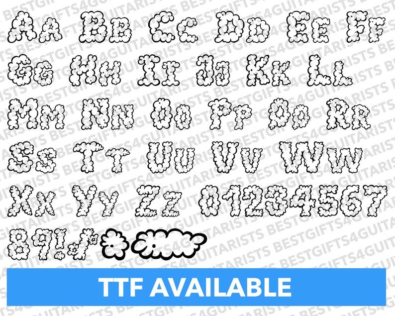 Cloud 2 Font SVG, Cloud Font for Cricut, Cloud Font SVG, PNG, Jpg, Ttf ...