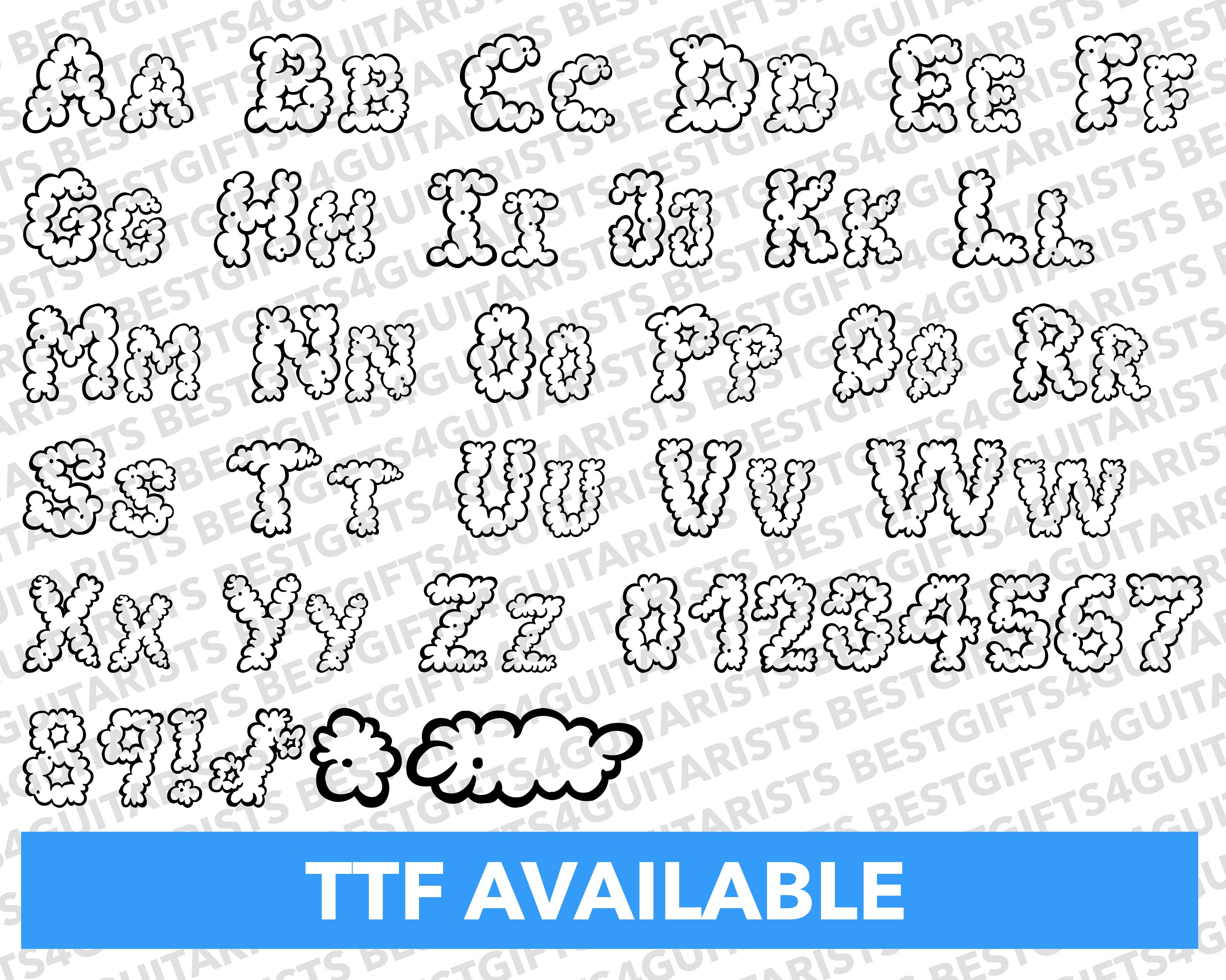 Cloud 2 Font SVG, Cloud Font for Cricut, Cloud Font SVG, PNG, Jpg, Ttf ...