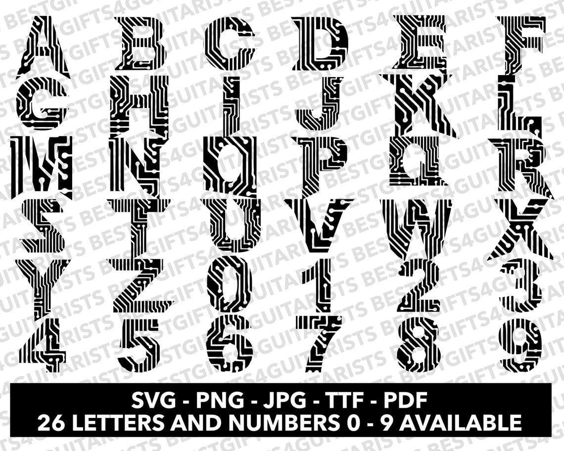 Circuit Font SVG, Circuit Font PNG, Circuit Letters Svg, Png, Jpg, Ttf ...