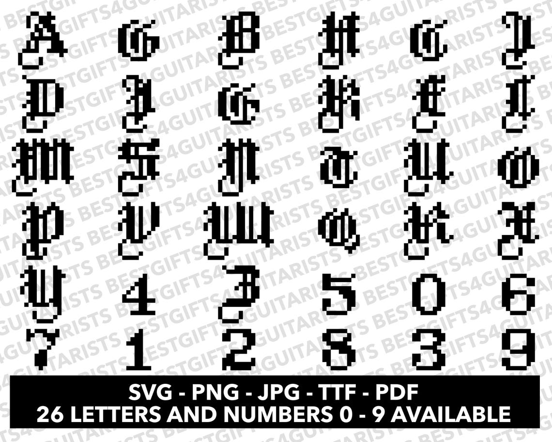 Pixel Gothic Font SVG, Pixel Font for Cricut, Pixel Font SVG, PNG, Jpg ...
