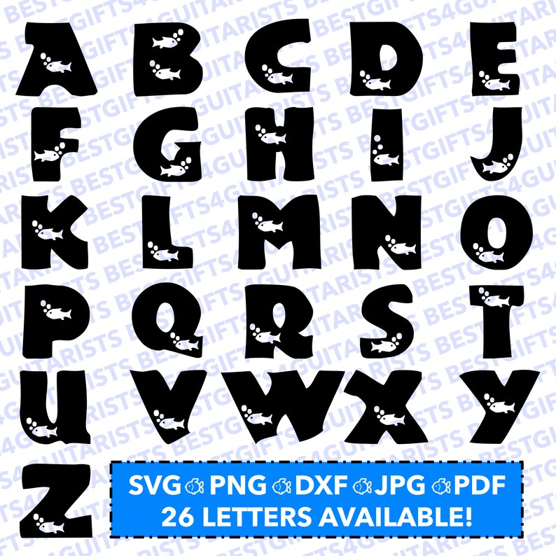 Fish Font SVG Fishing Font PNG Fishes Font SVG Fish Alphapack Svg, Png ...