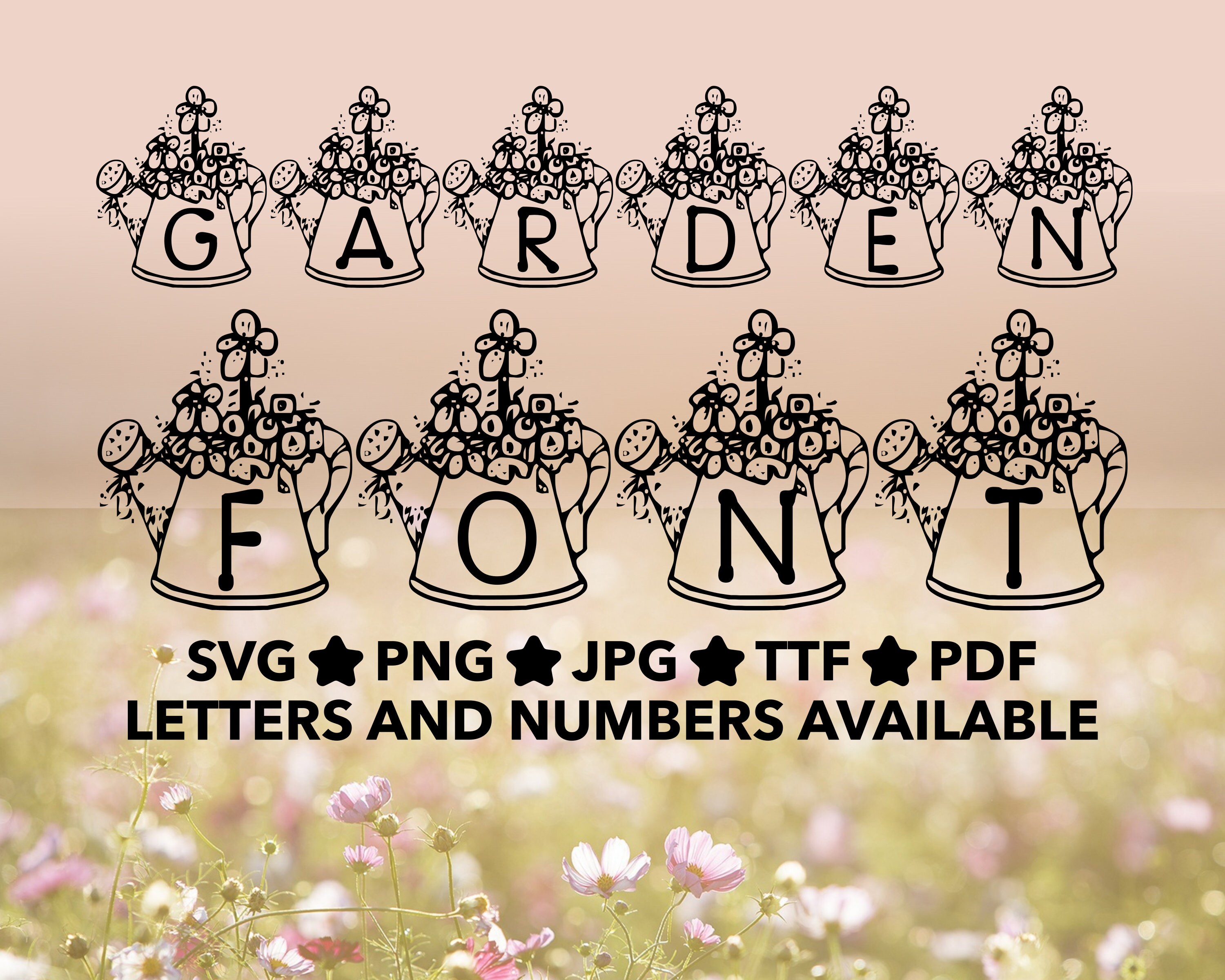 Garden Font SVG, Gardening Font for Cricut, Plant Font SVG, PNG, Jpg ...