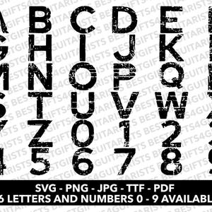 Worn Font SVG, Distressed Letters, Distressed Numbers SVG, PNG, Jpg ...