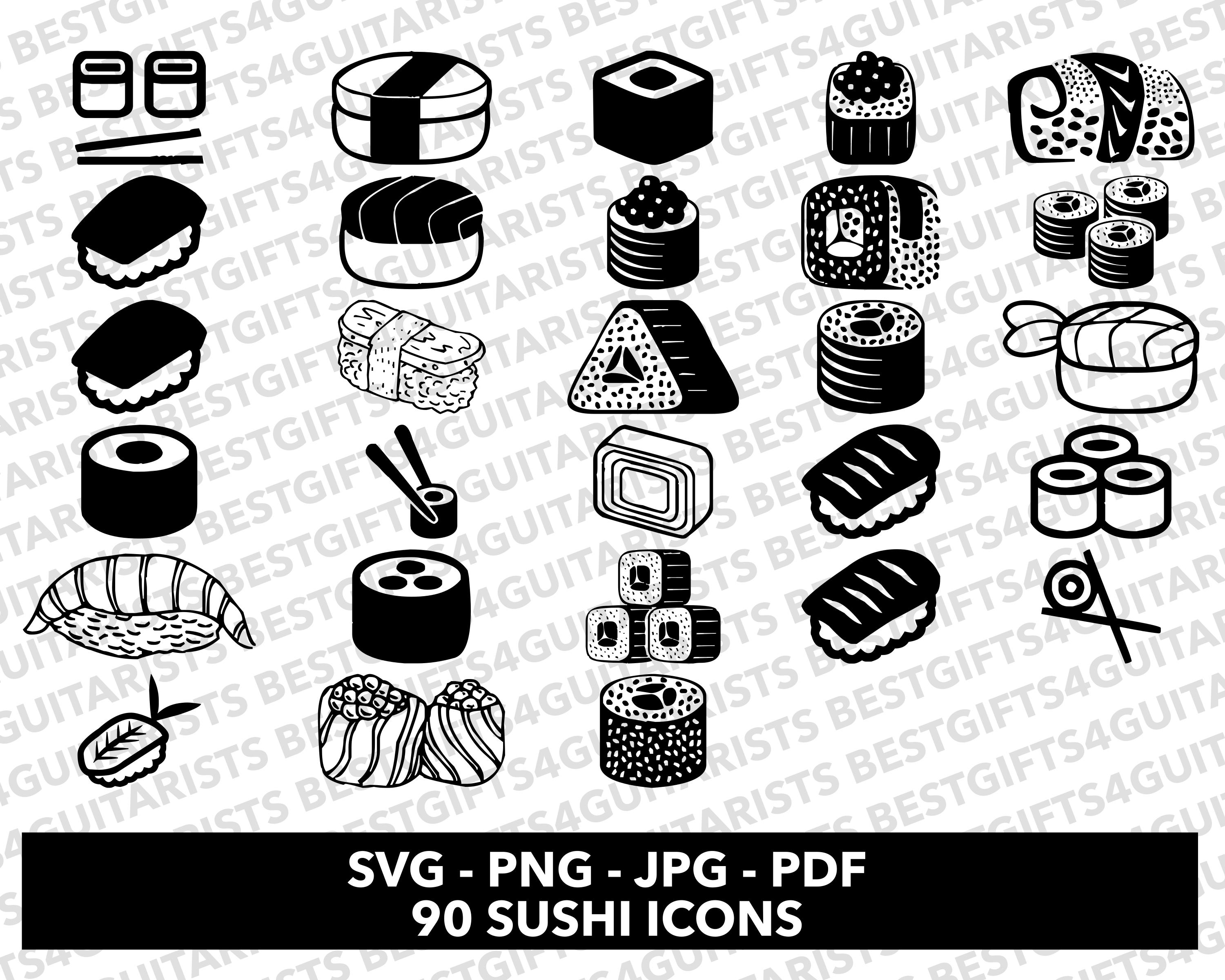 Sushi Icons SVG, Sushi Icons for Cricut, Sushi Logo SVG, PNG, Jpg, Pdf ...