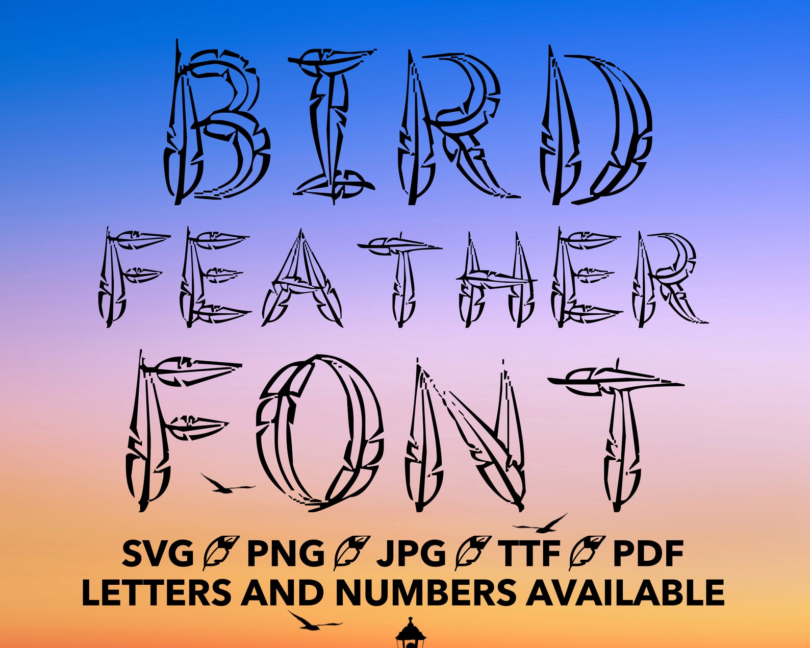 Bird Feather Font SVG, Bird Font for Cricut, Bird Font SVG, PNG, Jpg ...