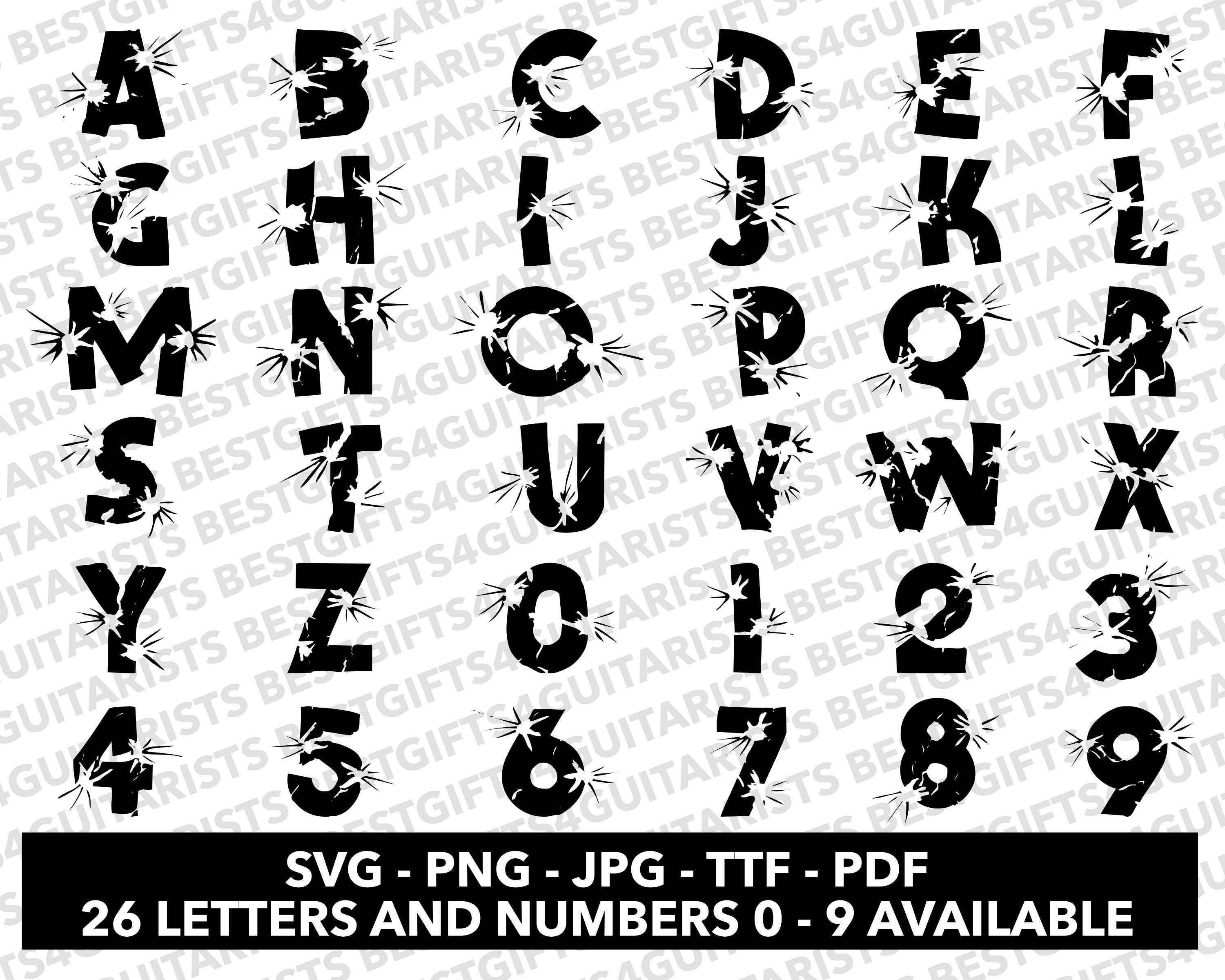 Bullet Shot Font SVG, Bullet Font for Canva, Shot Font SVG, PNG, Jpg ...