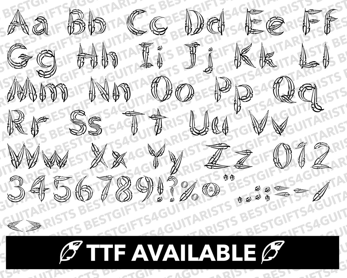 Bird Feather Font SVG, Bird Font for Cricut, Bird Font SVG, PNG, Jpg ...