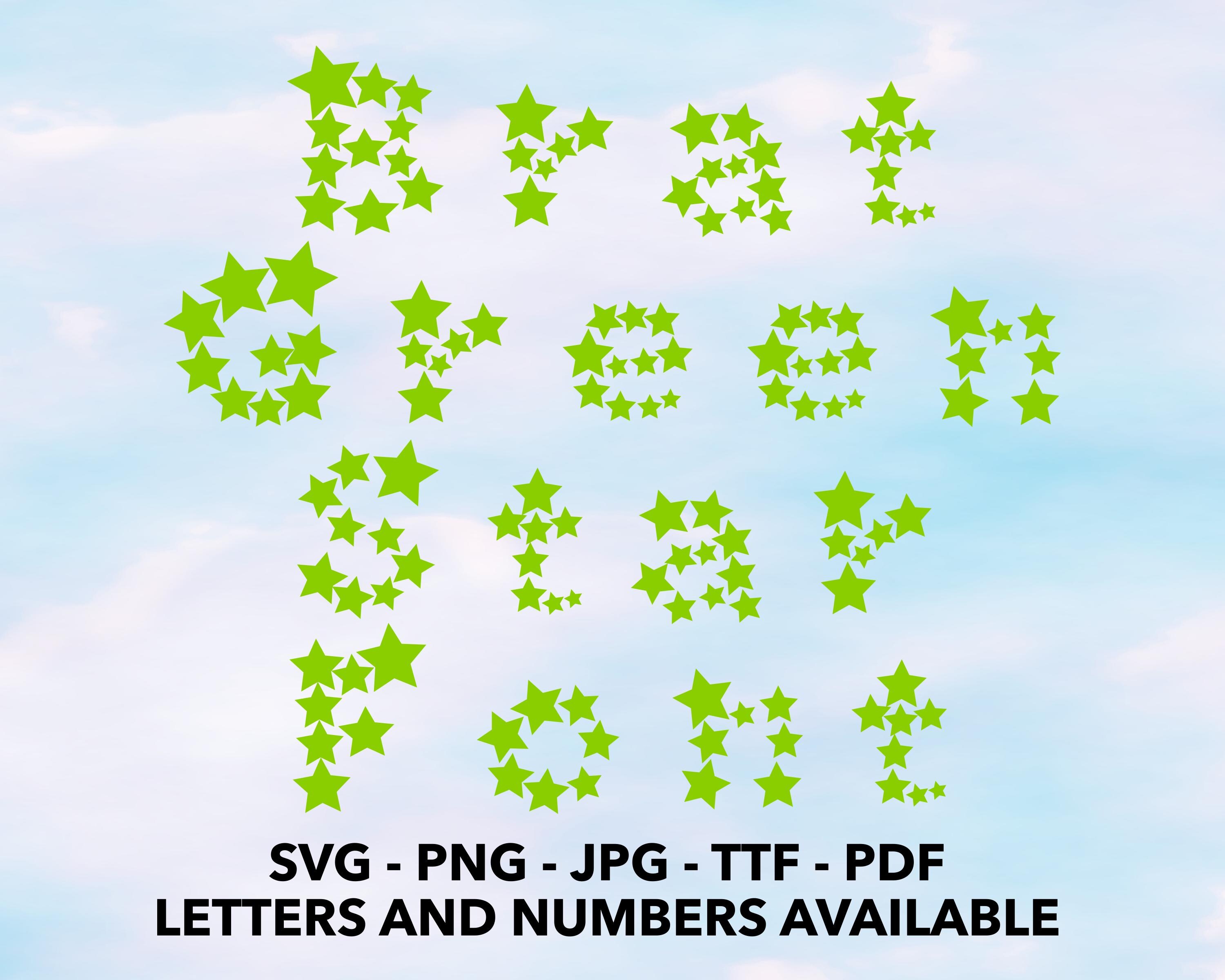 Brat Green Star Font SVG, Star Alphabet, Green Star Letters Svg, Png ...